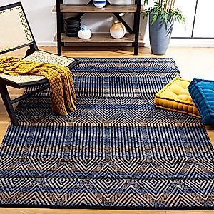 Safavieh Natura Collection 3' x 5' Blue/Orange NAT932M Handmade Contemporary Geometric Area Rug