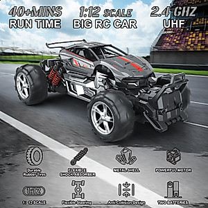 GUOKAI Remote Control Car,2.4GHz Fast RC Cars Toys,1:12 Scale RC Monster Trucks Hobby Grade RC Truck Toys with Rechargeable Battery,Birthday Gift for Kids Boys 6-12 Kids