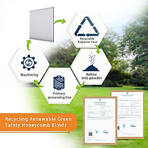 Persilux Cordless Blackout Honeycomb Window Shades, Room Darkening Blinds for Home - 23"W x 48"H, Easy Install