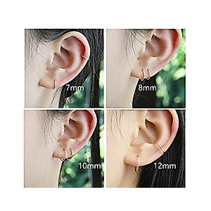 Small Twist Huggie Hoop Earrings for Women Girls, Sterling Silver Piercings Hoop Ring for Cartilage Nose Helix Conch Tragus 20 Gauge, 7mm