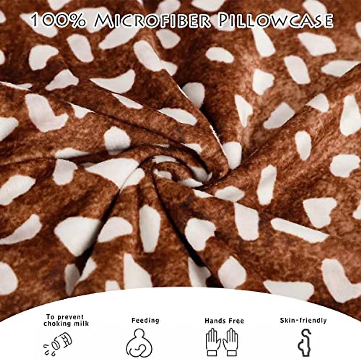 GFU Nursing Pillow Cover for Baby Boys and Girls, Minky Breastfeeding Pillow Case for Newborn, Soft Deer Skin Print Breastfeeding Pillow Slipcover, Stretchy Feeding Cover