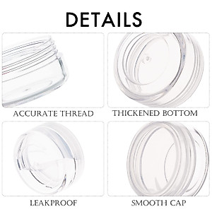 10 Pieces Small Travel Containers, 3/5/10/15/20 Gram Size Travel Jars, Cosmetic Travel Size Containers for Lotions and Creams, Plastic Sample Containers Jars with 12pcs Labels, 2pcs Mini Spatula