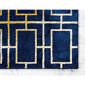 Unique Loom Marilyn Monroe Glam Collection Area Rug - Deco (5' 3' x 8' Rectangle, Navy Blue Gold/ Gold)