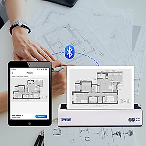 vretti A4 Wireless Bluetooth USB Portable Printer Compatible with Android and iOS Phone Support 8.5×11 Inches Thermal Paper for Outdoors Home Office Travel Students and Cars Printing