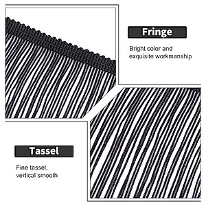 OLYCRAFT 10.4 Yards Polyester Tassel Fringe Trim 11 inch Wide Sewing Fringe Trim Lace Long Lenth Polyester Tassel for DIY Latin Dress - Black
