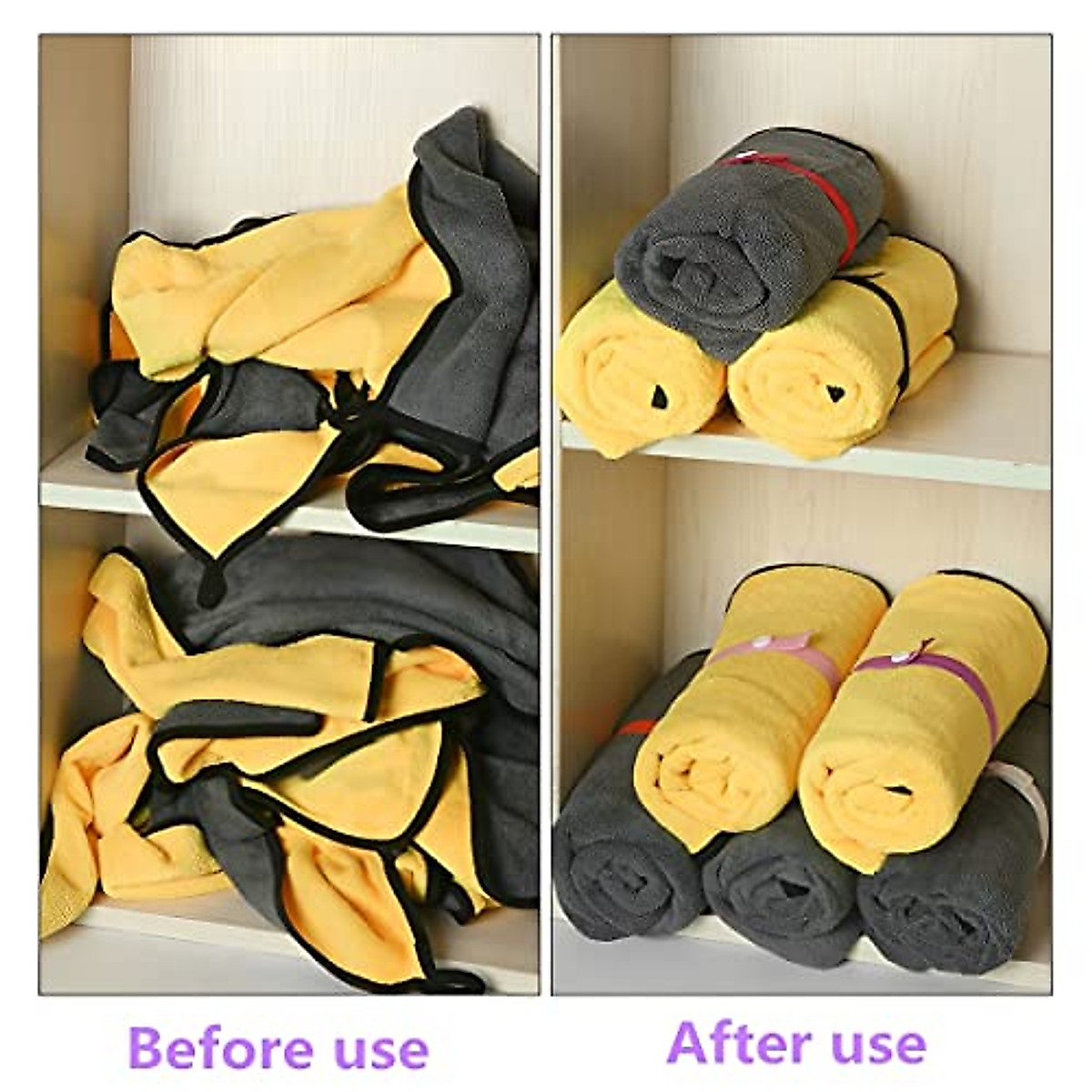 Elastic Band with Buttonholes, 30Pcs Closet Organizer for Bed Sheet, Clothes Organization System for Drawer, Blanket Storage Band, Wardrobe Space Saver for Bedding Comforter Sweater Towel (30PCS)