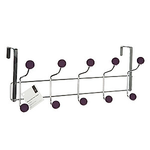Premier Housewares 509733 Coat Hooks/Over Door Hanger/Over Door Coat Hooks/Door Hanger - 10 Hooks,Purple,H17 x W41 x D12cm