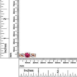 GEMVIO Collection 5MM Round Cut Lab Created Ruby Gemstone & Natural Diamond Infinity Swirl Engagement Ring In 14K Rose Gold Over Sterling Silver Anniversary Wedding Ring(0.60 Cttw)-9