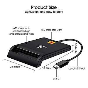 ZOWEETEK CAC Card Reader Military, Smart Card Reader DOD Military USB Common Access CAC, Compatible with Windows, Mac OS and Linux