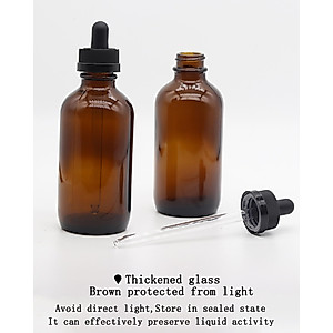 Toaazhy 4 pack,amber glass dropper bottles 4 oz,120 ml dark empty tincture bottles with dropper,alcohol,hair oil bottle applicator,essentia,eye,droppers for oils,medicine,pipette,drip drop,travel