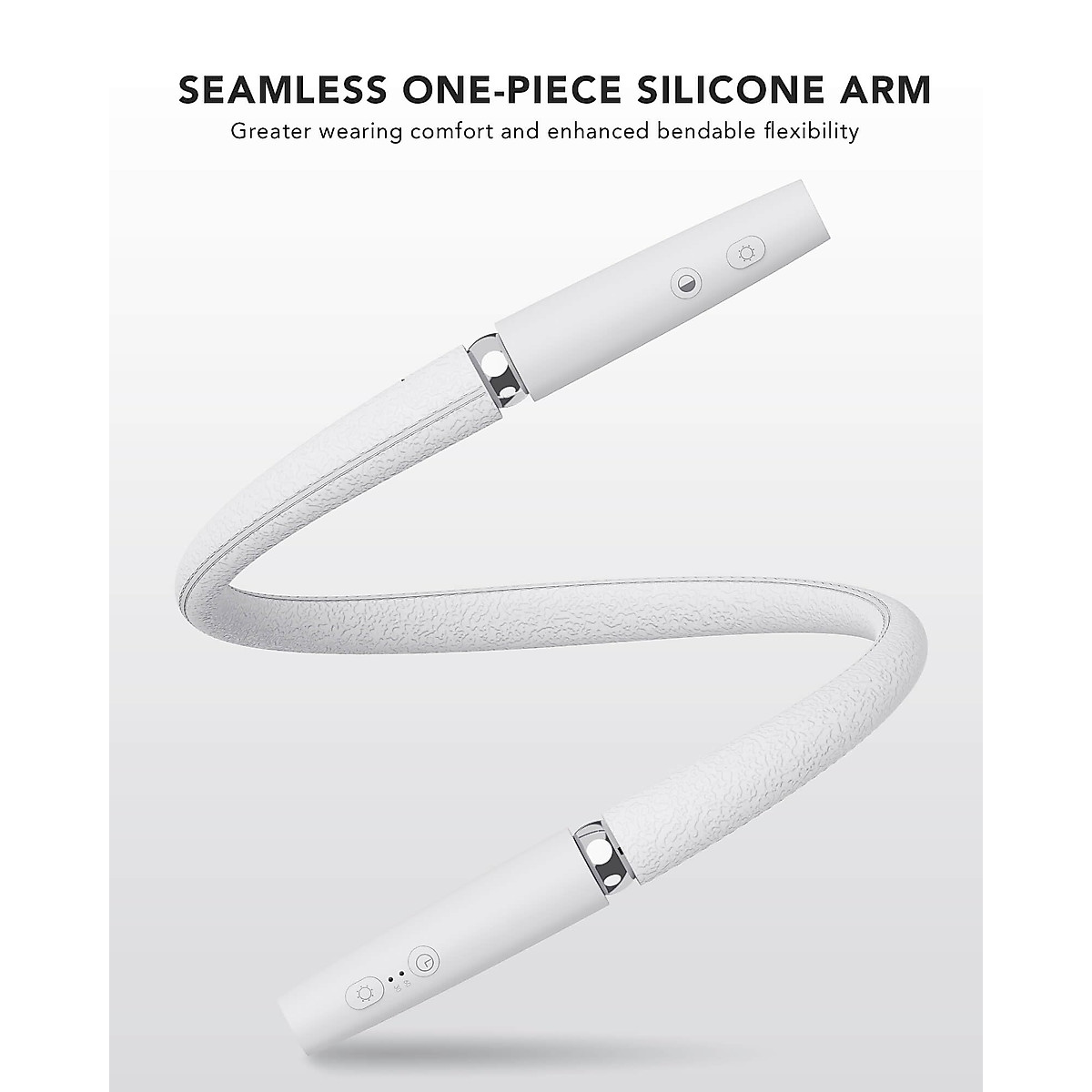 NIVAVA Neck Reading Light, Book Light for Reading in Bed [Steering Shafts Adjustment], Bendable Silicone Arm, Long Lasting LED Rechargeable Knitting Light for Camping, Repair, Crochet & Craft, White