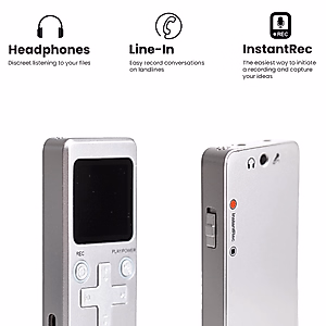 Digital Voice Activated Recorder with Instant Recording Button, Easy Playback with Integrated Speaker – Ideal for Notes, Voice Memos, Reminders, Learning Tool, 1000 Hours Capacity, by AttoDigital