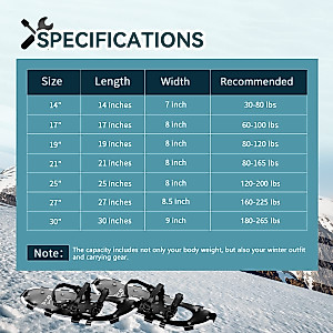 ALPS 14/17/21/25/30 Inch Lightweight Snowshoes for Women Men Youth, Light Weight Aluminum Alloy Terrain Snow Shoes with Free Carrying Tote Bag