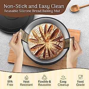 Banneton Bread Proofing Basket Set Sourdough Starter Kit Round 9" Rattan Proofing Basket, 36oz Large Wide Sourdough Starter Jar, Bread Lame, Sourdough Bread Baking Supplies, Banneton Basket Gift Set