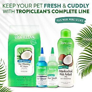 TropiClean Cocoa Butter Ear Wash for Dogs & Cats | Alcohol Free Dog Ear Cleaner Solution | Pet Ear Wash Derived from Natural Ingredients | Made in the USA | 4 oz.