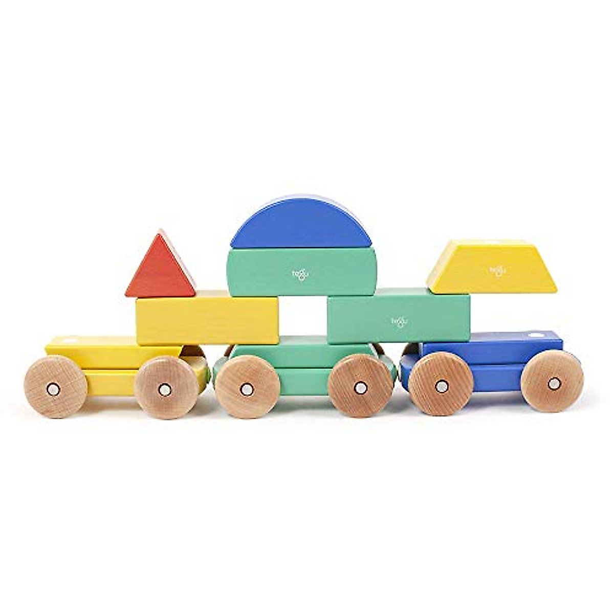 9 Piece Tegu Magnetic Shape Train Building Block Set, Rainbow
