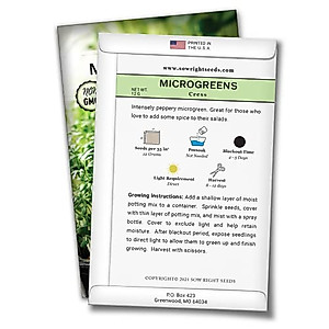 Sow Right Seeds - Cress Microgreen Seed for Growing - Instructions to Quickly Grow Your Own Delicious and Healthy Microgreens - Plant Indoors with no Special Equipment - Minimum of 12g per Packet