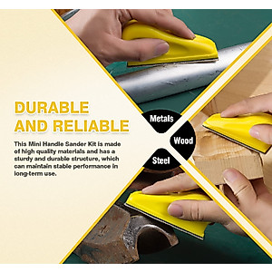 S SATC Micro Hand Sanding Block Kit 3.5”x1.1”x1.8”Hand Sanding Block and 70 PCS Sandpaper Sheets 10 Each 80/120/150/180/220/240/400 Grit Wood Woodworking, Small Detail Finishing Sander