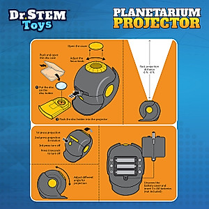 Dr. STEM Toys Star Projector for Kids 5 & Up | Rotating Planetarium Projection Lamp Lights Up Your Child’s Room with a Whole Galaxy of Glowing Planets & Stars | Includes Educational Booklet