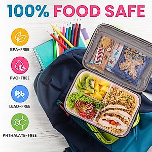 Zulay Insulated Lunch Bag - Thermal Kids Lunch Bag With Spacious Compartment & Built-In Handle - Portable Back To School Lunch Bag For Kids, Boys, & Girls To Keep Food Fresh (Black)