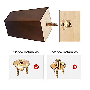 Wood Furniture Legs 5 inch Sofa Legs Pack of 4 Square Brown Couch Legs ,Mid century chair feet,Sofa replacement parts, For Dresser legs Sideboard Recliner couch Circle chair Couch riser Coffee Table