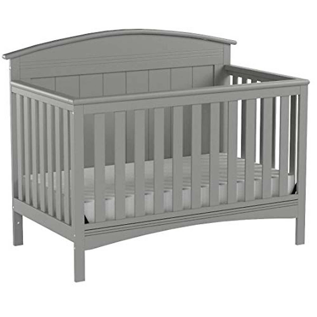 Delta Children Archer 4-in-1 Crib, Grey with Twinkle Stars Crib & Toddler Mattress