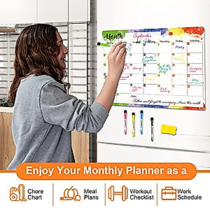 Magnetic Calendar for Fridge 17 x 12 Inches Fridge Calendar Dry Erase Magnetic Monthly Magnetic Calendar with 5 Colored Fine-Tip Markers and Eraser