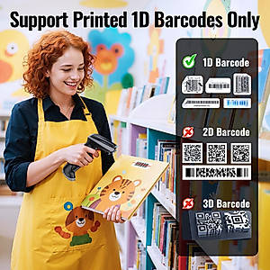 Tera Barcode Scanner Wireless Versatile 2-in-1 (2.4Ghz Wireless+USB 2.0 Wired) with Battery Level Indicator, 328 Feet Transmission Distance Rechargeable 1D Laser Bar Code Reader USB Handheld (Grey)