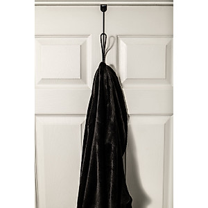 FantasHome Over The Door Hook Rack with 2 Hooks - Twisted Design (Black)