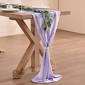 Socomi 10ft Lavender Chiffon Table Runner 29x120 Inches Wedding Runner Sheer Thanksgiving Christmas Bridal Shower Decorations