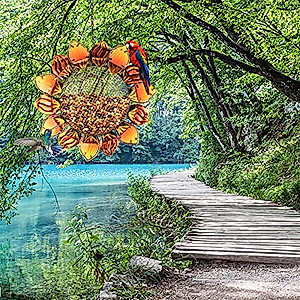 MUMTOP Wild Bird Feeders 14" Metal Sunflower Outdoor Bird Breeders Can Hang in Patio Garden Trees with Hook