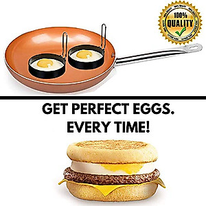 Emoly Professional Stainless Steel Egg Ring Set, 2 Pcs Round Breakfast Household Mold Tool Cooking Tool Omelette for Fried Egg McMuffin Sandwiches (Black)