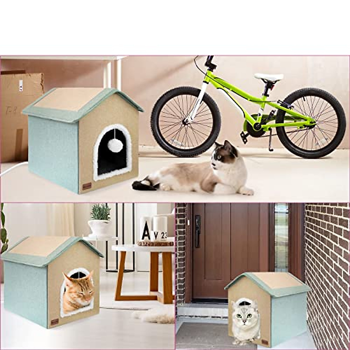 MARUNDA Heated Cat Houses for Outdoor Cats in Winter, Heated cat House for Indoor and Kitty Shelter for Your Pet to Stay Warm and Cozy,Easy to Assemble.(2 Step Finish)
