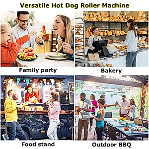 Seeutek Hot Dog Roller 7 Rollers 24 Hot Dogs Capacity 1100W Stainless Hot Dog Toaster With LED Light, Hot Dog Machine W/Dual Temp Control Glass Hood Acrylic Cover Warmer Shelf Removable Oil Drip Tray
