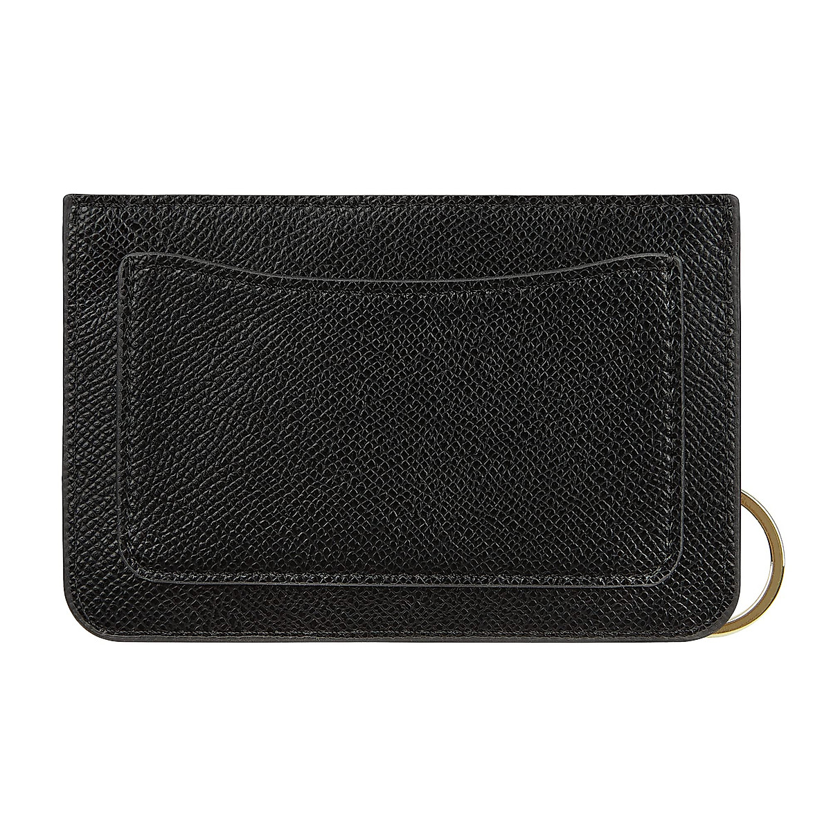 Women's Leather Slim Minimalist Card Holder Case Zipper Changes Coin Front Pocket Wallet With Keychain, Black