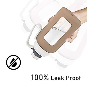 Zenbo 42oz Glass Water Bottle with Straw, Motivational Water Bottle with Silicone Sleeves and Handle,Leakproof BPA Free Wide Mouth Water Jug for Gym,Working,Outdoor