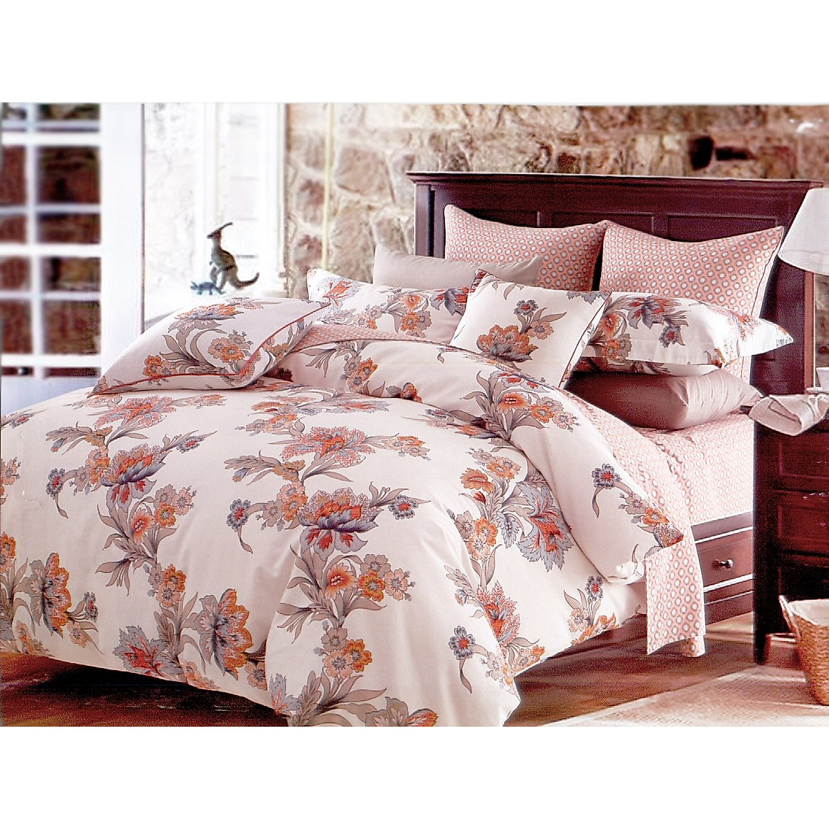 Dolce Mela DM501K 6 Piece Duvet Cover Set, King, Abloom