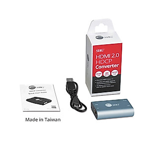 SIIG HDMI 2.0a HDCP 2.2 to 1.4 Converter 4K @60Hz YUV 4:4:4, HDR, CEC Pass-Through, Signal Cleaner/Repeater, USB Powered Up to 20M Extension TAA Compliant (CE-H24L11-S1)