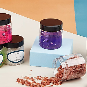 Qeirudu 4 Oz Plastic Jars with Lids 12-Pack, Empty Refillable Clear Plastic Containers with Lids and labels, Round BPA Free Containers For Slime, Scrubs, Body Butter, Lotion and other Beauty Products