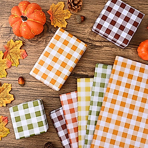 50 Sheets Large Size Autumn Plaid Tissue Bulk, 28 * 20'' Brown Green Yellow Red Orange Buffalo Plaid Gift Wrapping Tissue for Fall Harvest Thanksgiving Day Party DIY Craft
