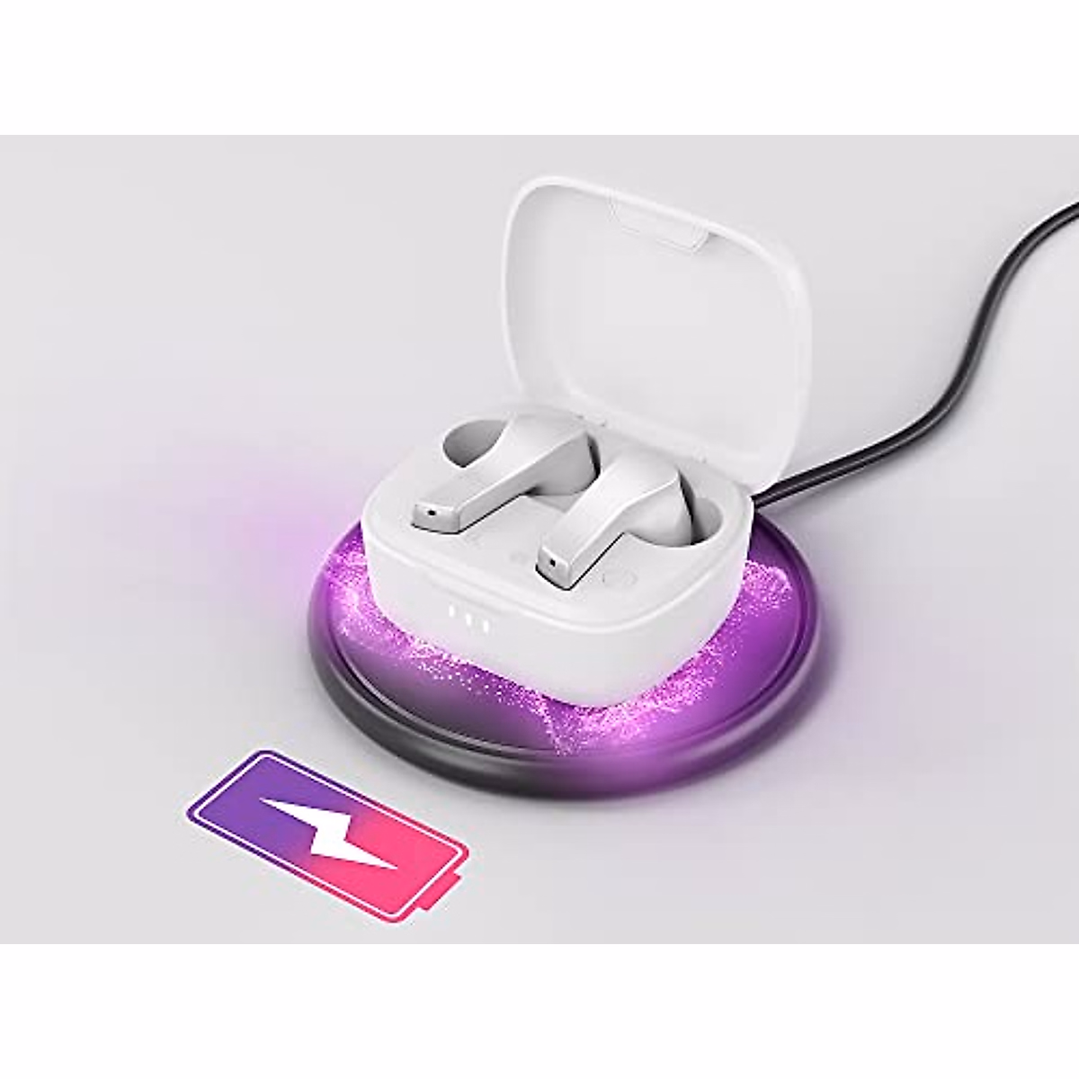 Lenovo Smart True Wireless Earbuds - Smart Switch Fast Pair - Active Noise Cancelling Earphones with Wireless Charging Case - 28 Hrs Playtime Headphones - 6 Built-in Mics - Bluetooth - White