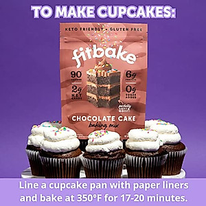 FitBake Chocolate Cake Baking Mix | 2g Net Carbs | Keto Friendly Low Carb Food | No Added Sugar Keto Snack | Zero Sugar & Gluten Free Desserts | Naturally Sweetened Cake Mixes Keto Food 8.75oz