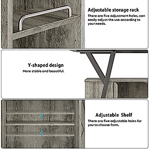 Bestier Buffet Cabinet with Storage, Coffee Bar Cabinet Kitchen Sideboard Kitchen Island with Adjustable Shelf for Kithcen Dinning Room Living RoomEntryway Hallway, Retro Grey