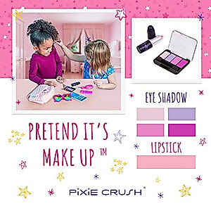 PixieCrush Pretend Play Purse & Makeup for Girls - Fun Little Girls Purse with Cosmetics Toys Set - Pretend Makeup, Eyeshadow, Cell Phone, Kids Lipstick, Sunglasses & Keys
