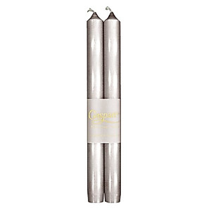 Caspari Straight Taper Candles in Silver - 2 Per Package
