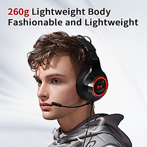 HECATE by Edifier G33 USB Gaming Headset, 7.1 Surround Sound, Over Ear Headphones with Detachable Noise Cancelling Microphone, 40mm Driver, RGB Light Effect, Works with PC, PS5, PS4, Mac, Laptop