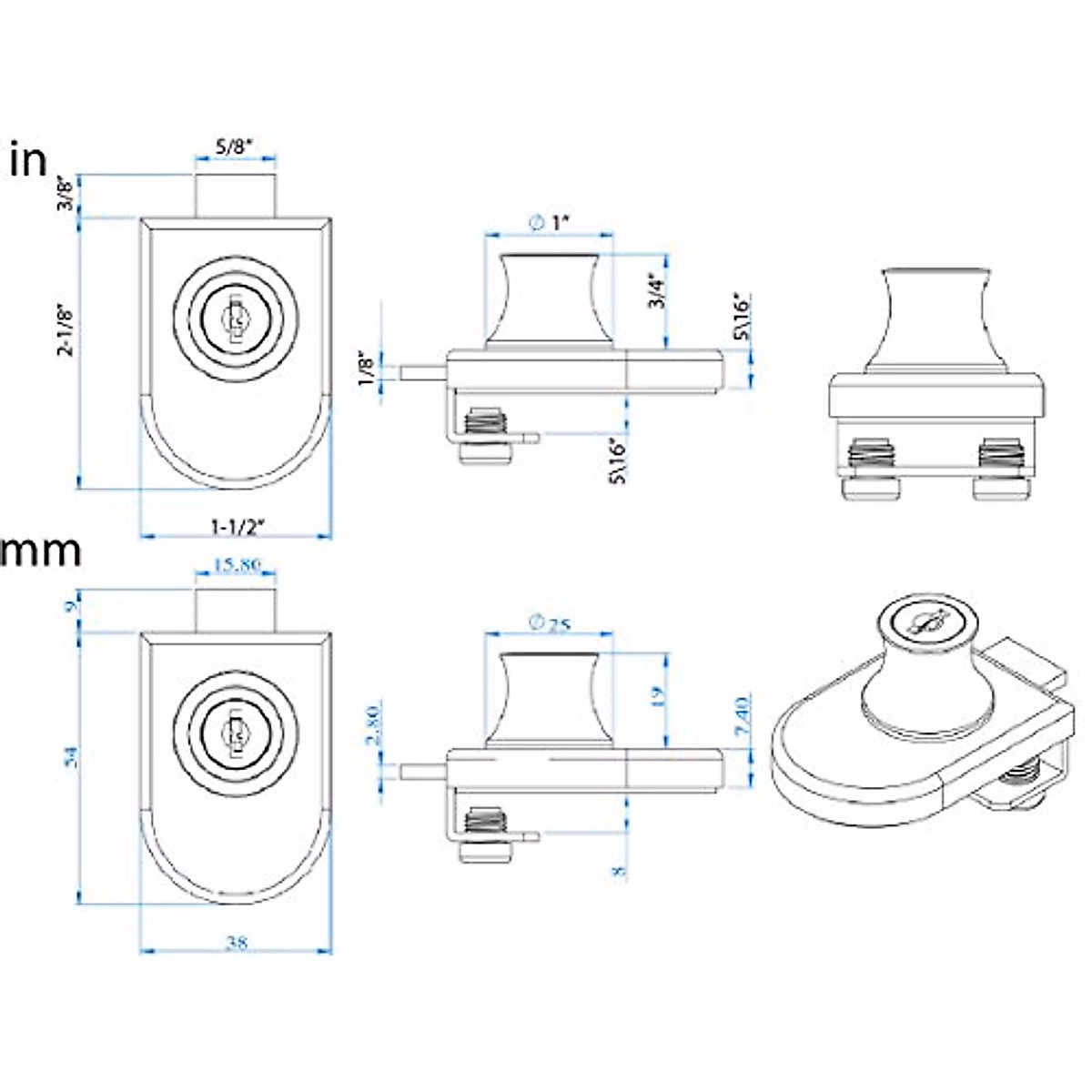 FJM Security 0240-KA, Single Glass Door Lock with Chrome Finish, Keyed Alike