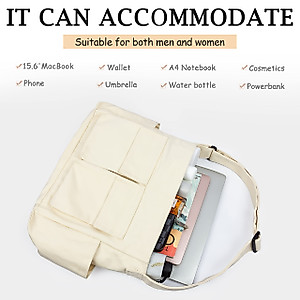 VOLGANIK ROCK Large Canvas Tote Bag with Multi Pockets Lightweight Hobo Crossbody Handbag Shoulder Purse for Women & men