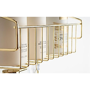 SIMPLI COZY Large Iron Gold Shower Caddy – No Drilling Required – Two-Tier Storage – Razor & Loofah Holders – Ideal for Modern & Clean Aesthetic Decor 4.5" D x 12" W x 27" H