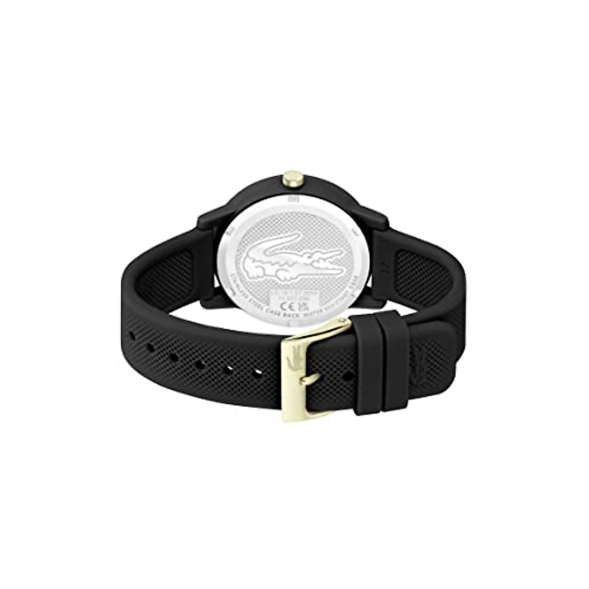 Lacoste 12.12 Women's Quartz Plastic and Silicone Strap Watch, Color: Black (Model: 2001212)